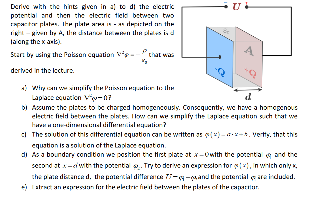 Solved Derive with the hints given in a) to d) the electric | Chegg.com