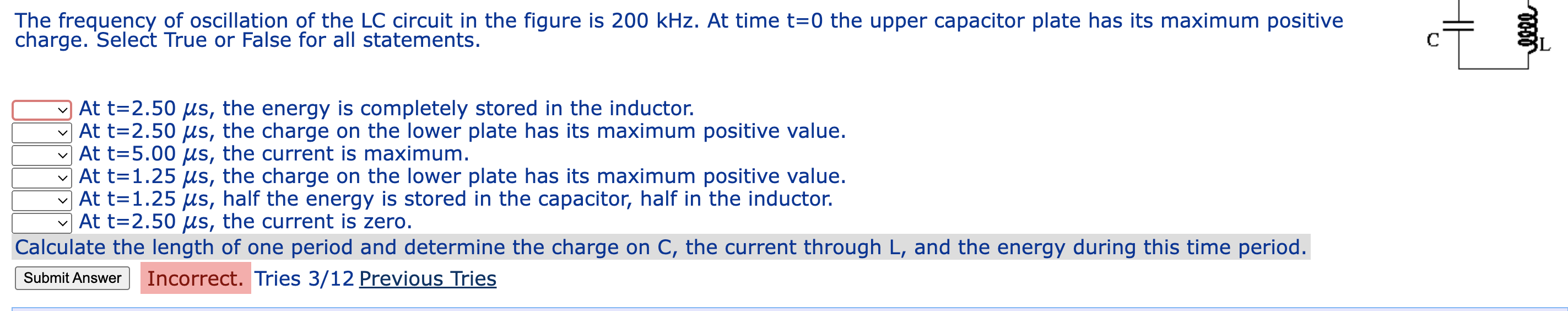 Solved The frequency of ﻿oscillation of ﻿the LC ﻿circuit in | Chegg.com