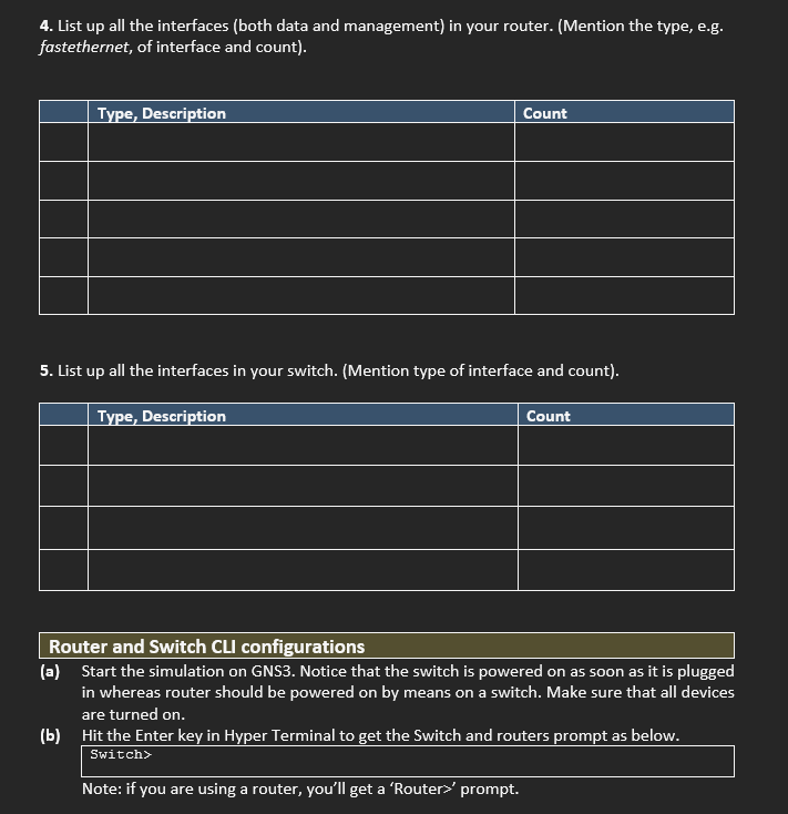 Solved A. Model and Number of Interfaces on the devices 1. | Chegg.com