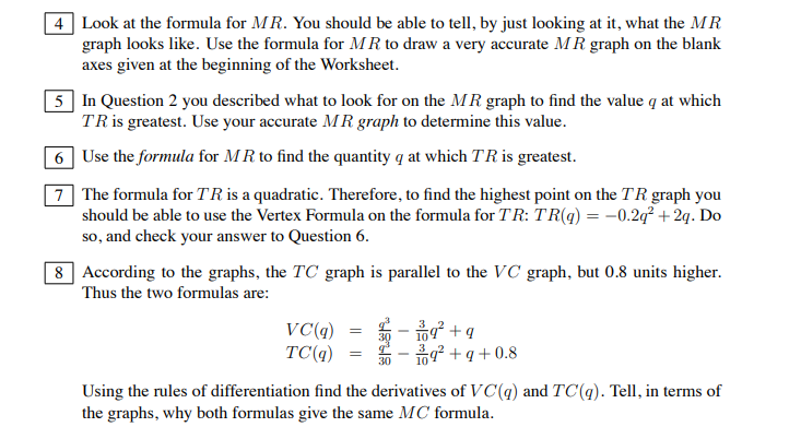 Solved Worksheet #10 Using the Marginal Revenue and Marginal | Chegg.com