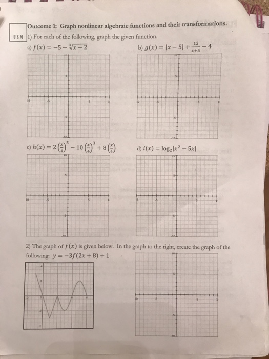 Solved 1: Graph nonlinear algebraic functions and their | Chegg.com
