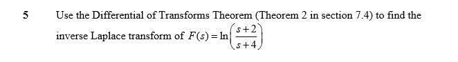 Solved 5 Use the Differential of Transforms Theorem (Theorem | Chegg.com
