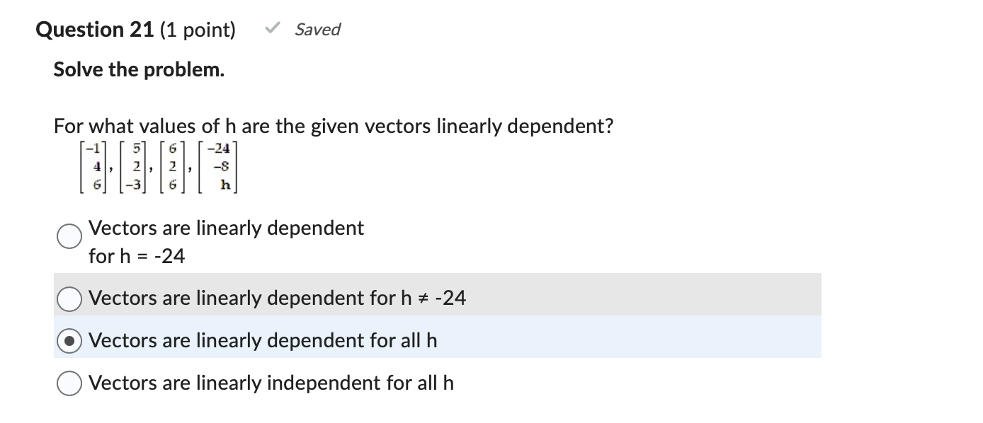 Solved Question 21 (1 ﻿point)Solve the problem.For what | Chegg.com