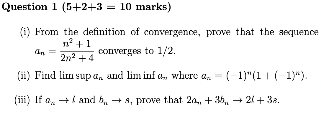 Solved Question 1(5+2+3=10 marks ) (i) From the definition | Chegg.com