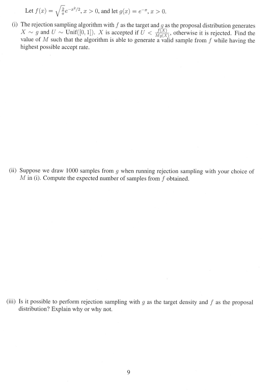 Solved Let F X π2e−x2 2 X 0 And Let G X E−x X 0 I The