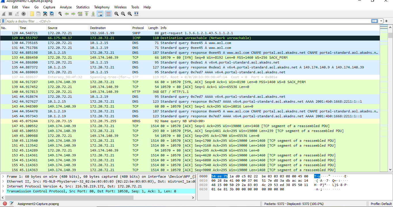 File Edit View Go Capture Analyze Statistics | Chegg.com