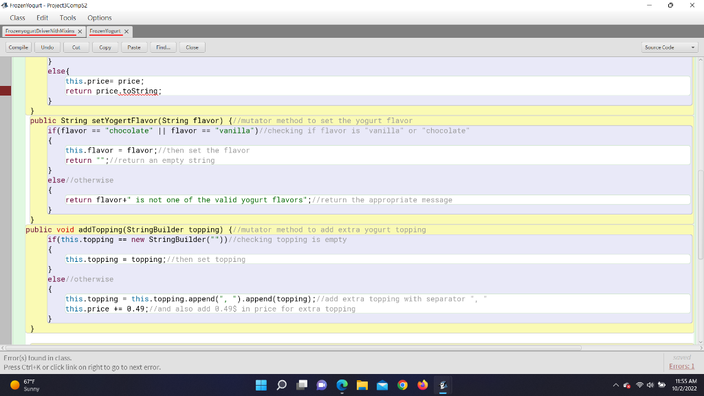 Solved I am having these two errors with this code and would | Chegg.com