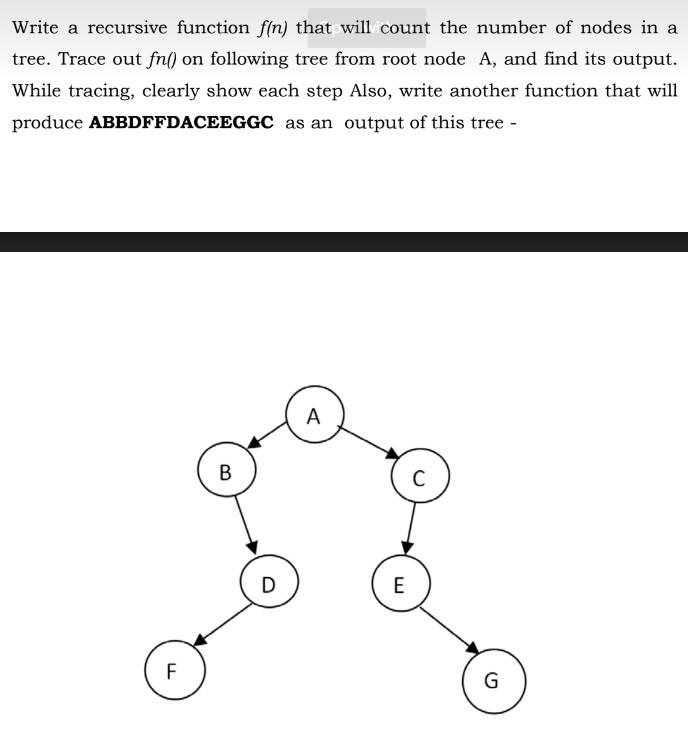 Solved Write a recursive function f(n) that will count the | Chegg.com