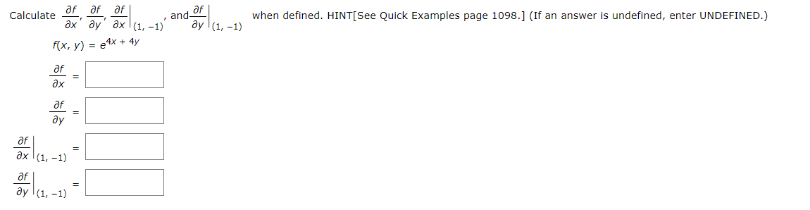 Solved Calculate af ax af af ay' ax (1,-1) af and ay (1, -1) | Chegg.com