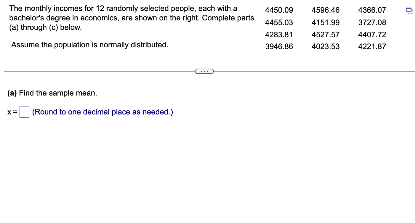Solved (a) Find the sample mean. xˉ= (Round to one decimal | Chegg.com