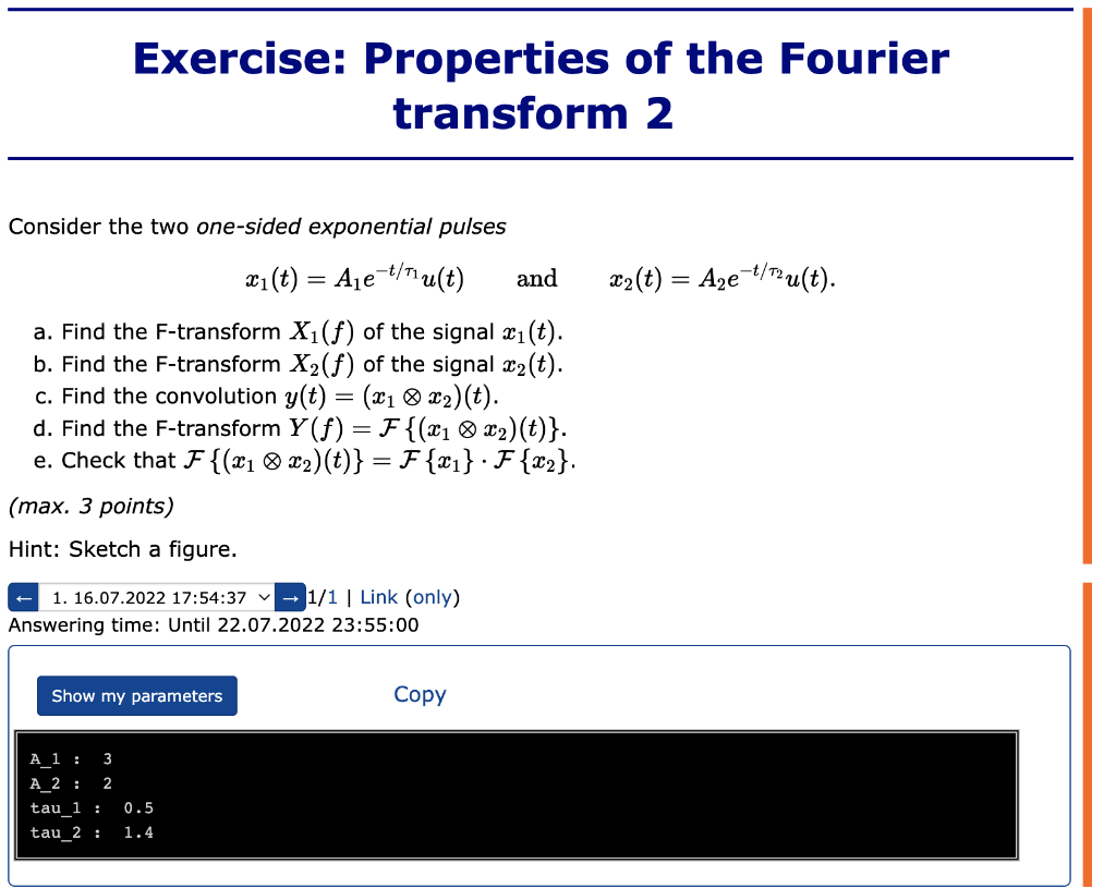 Solved Exercise: Properties of the Fourier transform 2 | Chegg.com