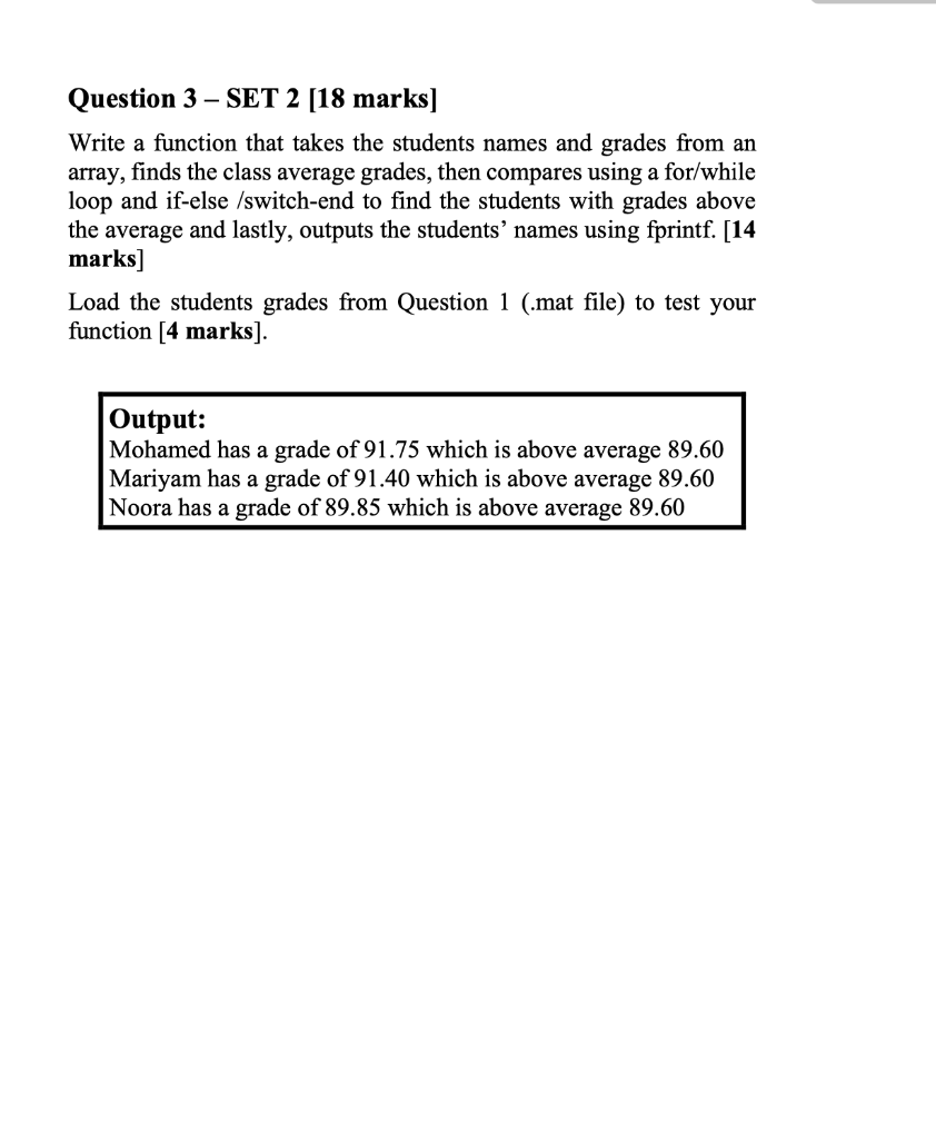 Solved Question 3-SET 2 [18 marks] Write a function that | Chegg.com
