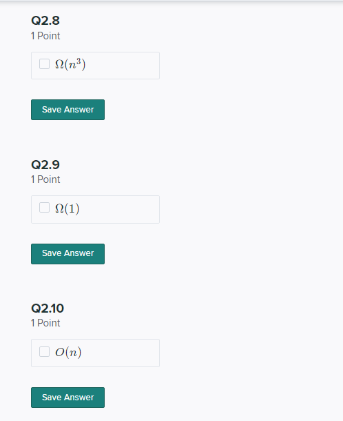 Solved he runtime function T(n)=2n2+3n+20 is in which of the | Chegg.com