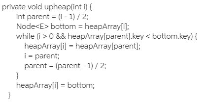 Solved Assignment: Replace the method upheap in class Heap | Chegg.com