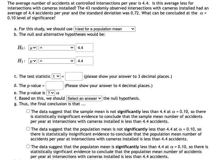 Solved The Average Number Of Accidents At Controlled Chegg