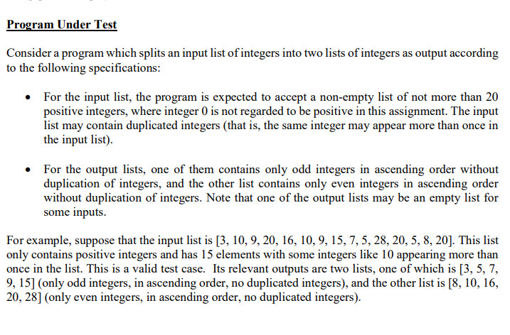 Solved Consider a program which splits an input list of | Chegg.com