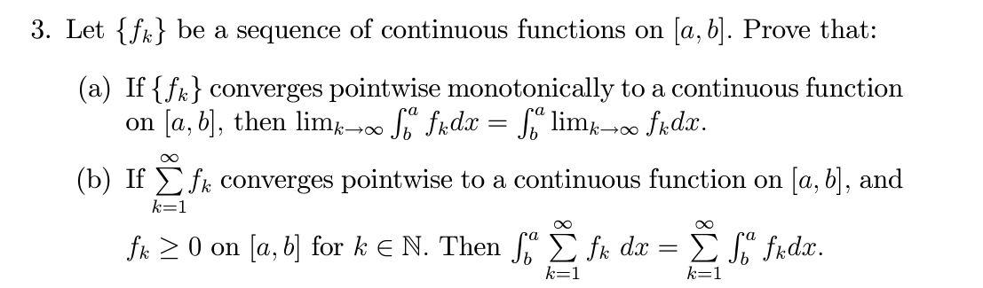 Solved 3. Let {fk} be a sequence of continuous functions on | Chegg.com
