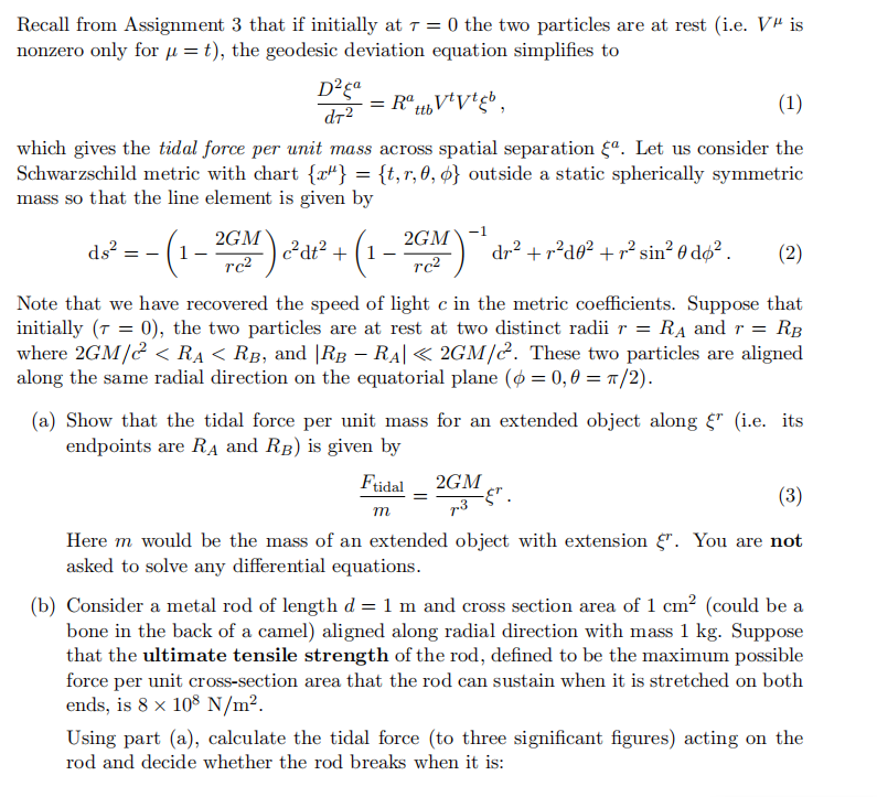 = Recall from Assignment 3 that if initially at t=0 | Chegg.com