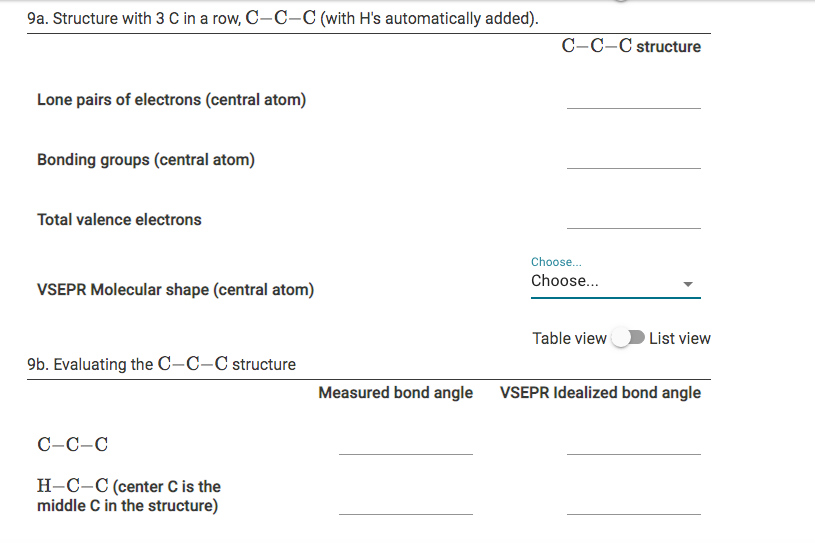 Solved 9a. Structure with 3 C in a row, C-C-C(with H's | Chegg.com