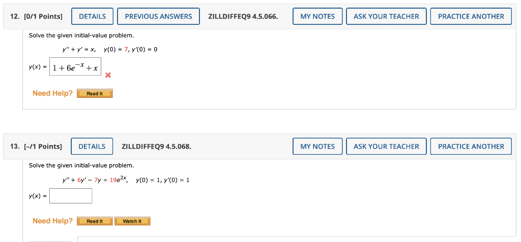 Solved ZILLDIFFEQ9 4.5.066. Solve the given initial-value | Chegg.com