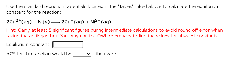 Solved Relationship between E∘ cell and K The equilibrium | Chegg.com