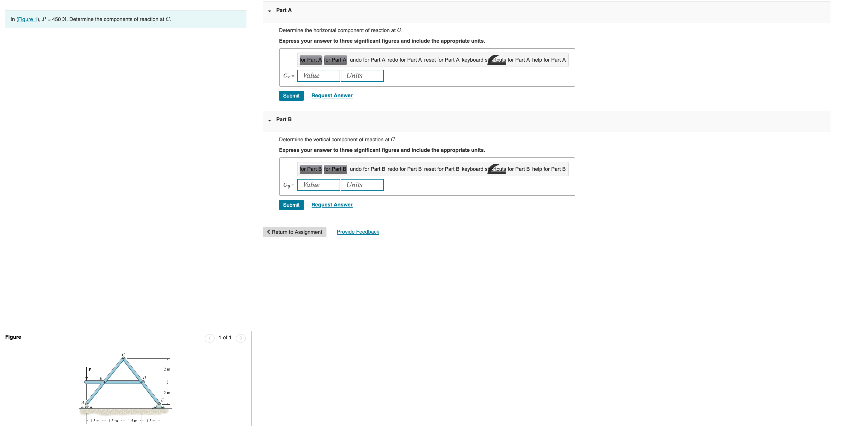 Solved In (Figure 1), P=450 N. Determine the components of | Chegg.com