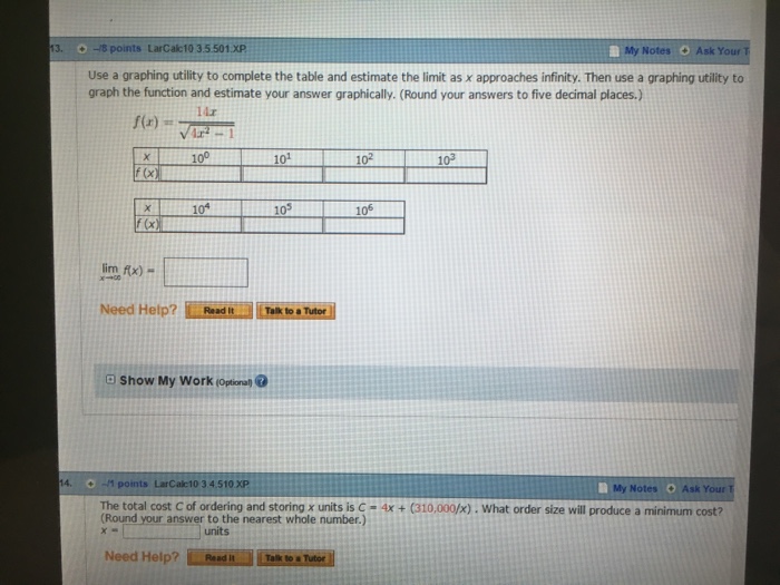 Solved Use A Graphing Utility To Complete The Table And 9422