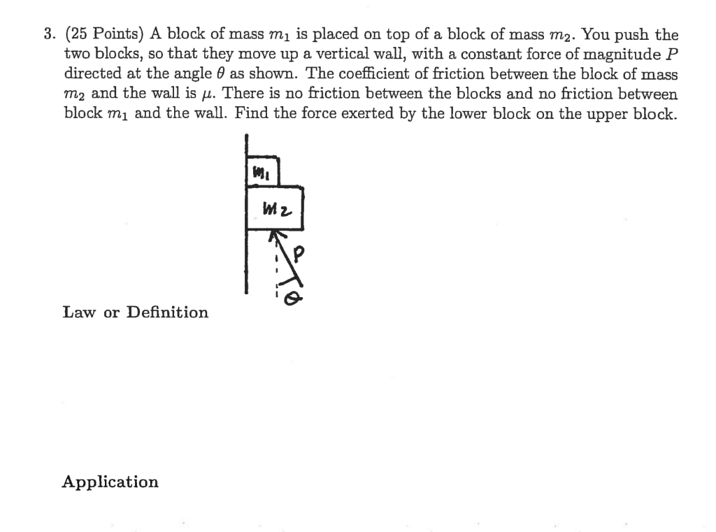 Solved (25 Points) A block of mass m1 is placed on top of a | Chegg.com