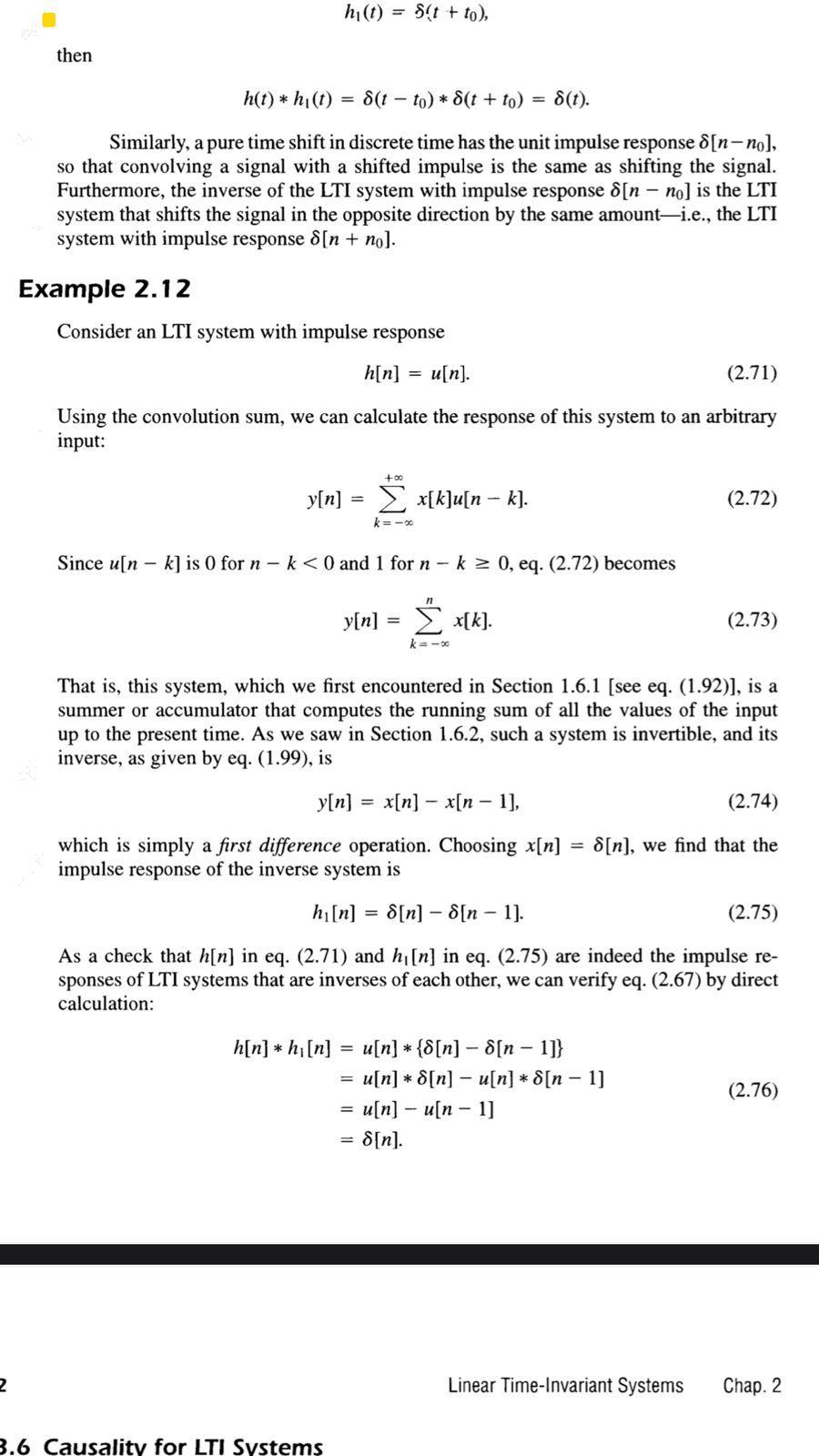 Solved 98 inear Time-Invariant Systems Char 2 Example 2.6 | Chegg.com