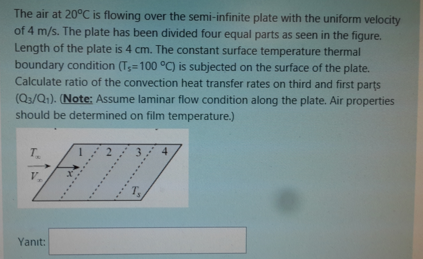 Solved The air at 20°C is flowing over the semi-infinite | Chegg.com