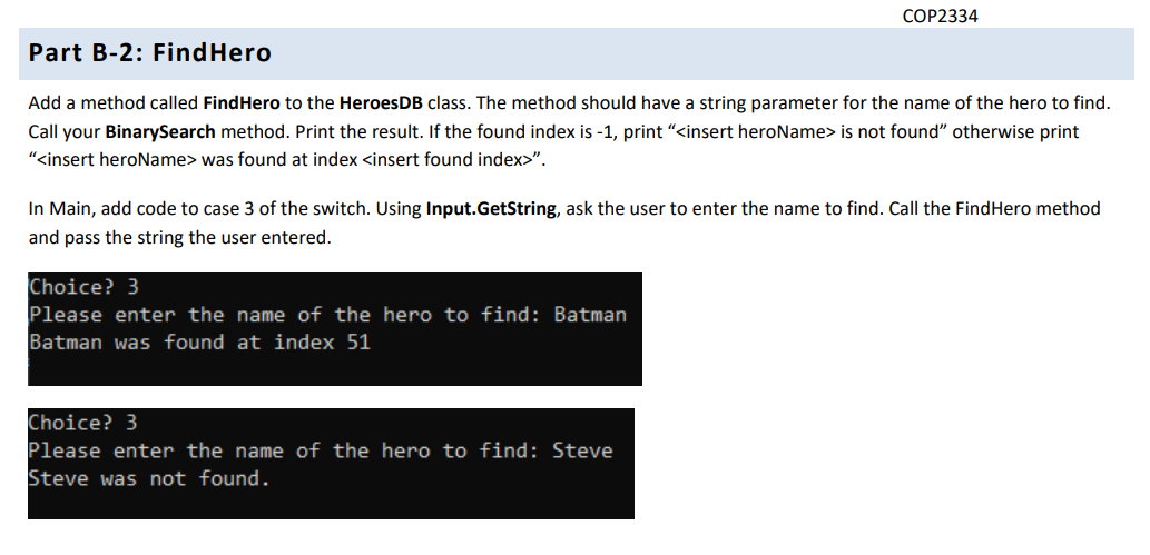 Solved Using C#, using Visual Studios // // Part B-2: | Chegg.com Solved Using C#, using Visual Studios // // Part B-2: | Chegg.com