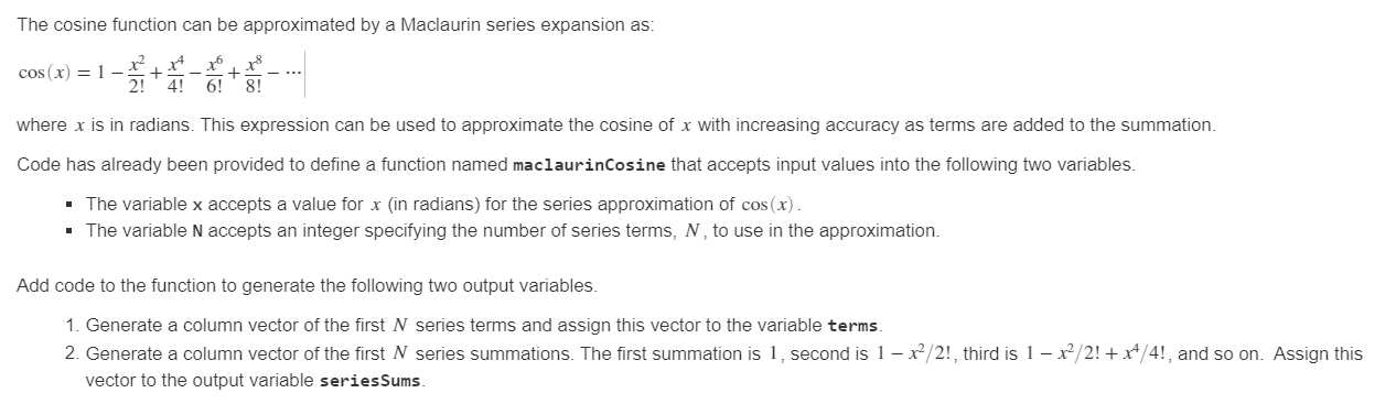 Solved The cosine function can be approximated by a | Chegg.com