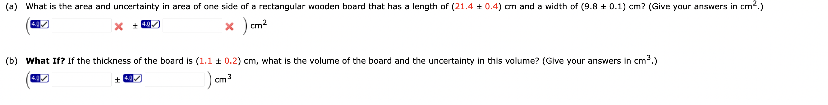 Solved (a) What is the area and uncertainty in area of one | Chegg.com
