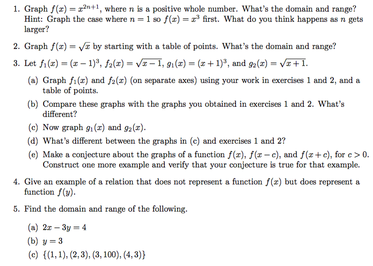 Solved 1. Graph f(x) = x2n+1, where n is a positive whole | Chegg.com