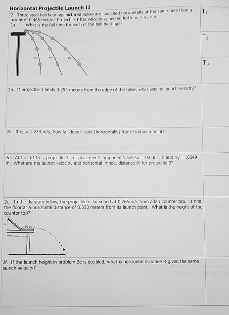 Solved Horizontal Projectile Launch II 2. Three steel ball | Chegg.com
