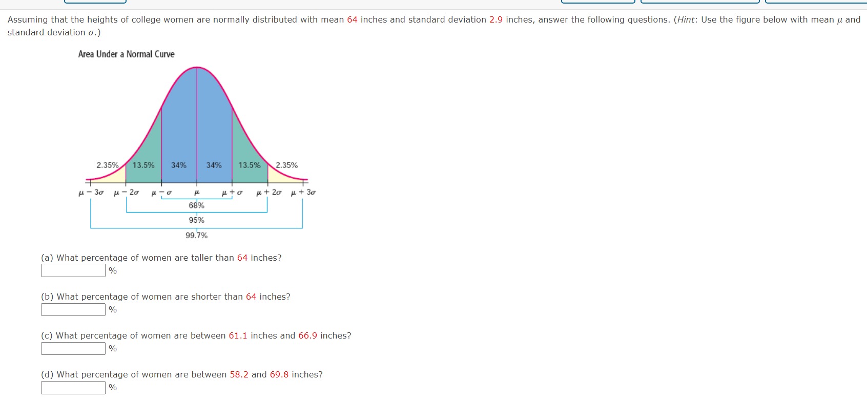 Solved standard deviation σ.) Area Under a Normal Curve (a) | Chegg.com