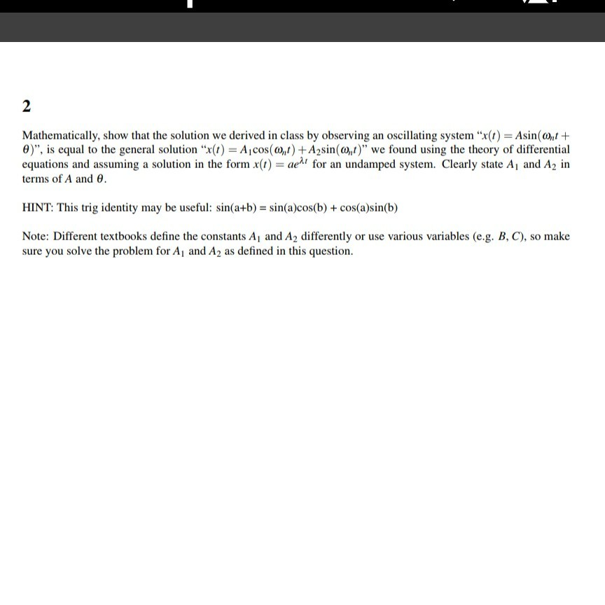 Solved Mathematically, show that the solution we derived in | Chegg.com