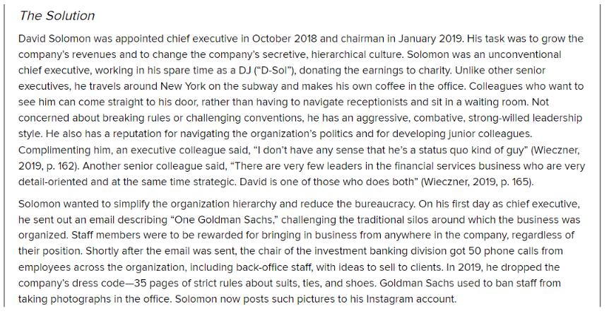 Solved Case Study: David Solomon & Goldman Sachs (Palmer, | Chegg.com