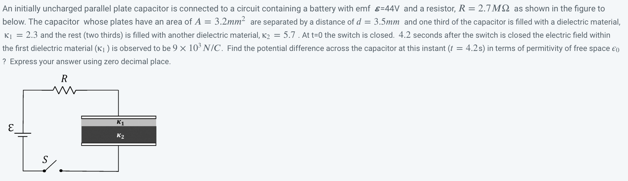 Solved An initially uncharged parallel plate capacitor is | Chegg.com