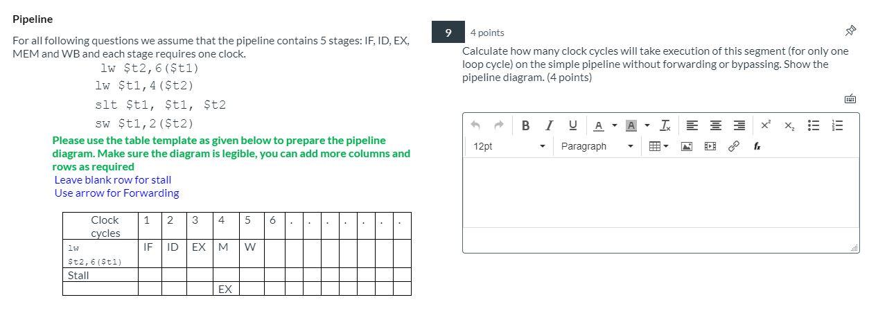 Solved Pipeline 9 4 points Calculate how many clock cycles | Chegg.com