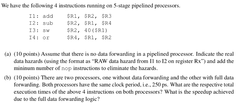 Solved We have the following 4 instructions running on | Chegg.com