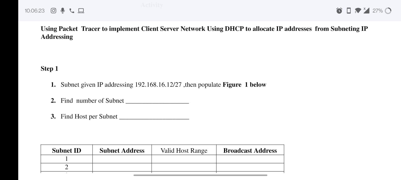 Using Packet Tracer to implement Client Server | Chegg.com