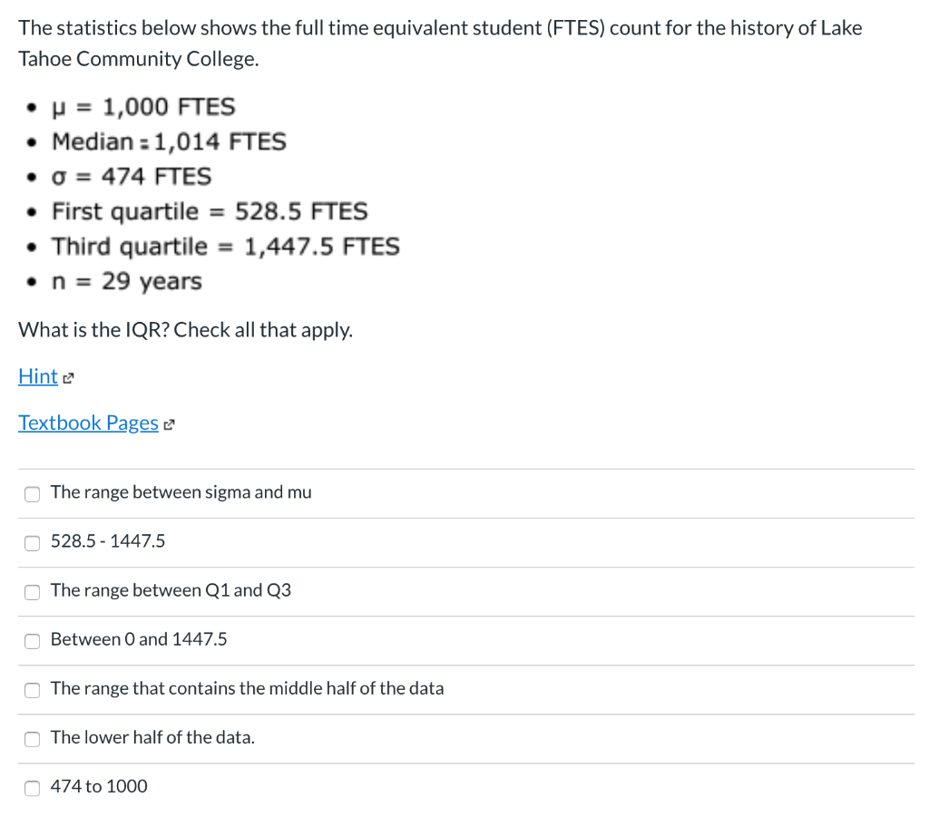 Solved The statistics below shows the full time equivalent | Chegg.com
