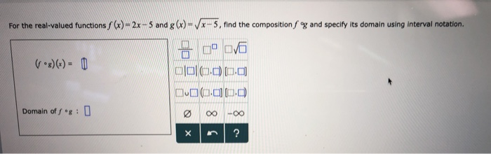 Solved find the composition fg and specify its domain using | Chegg.com