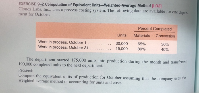 Solved EXERCISE 9A-1 Computation of Equivalent Units-FIFO | Chegg.com