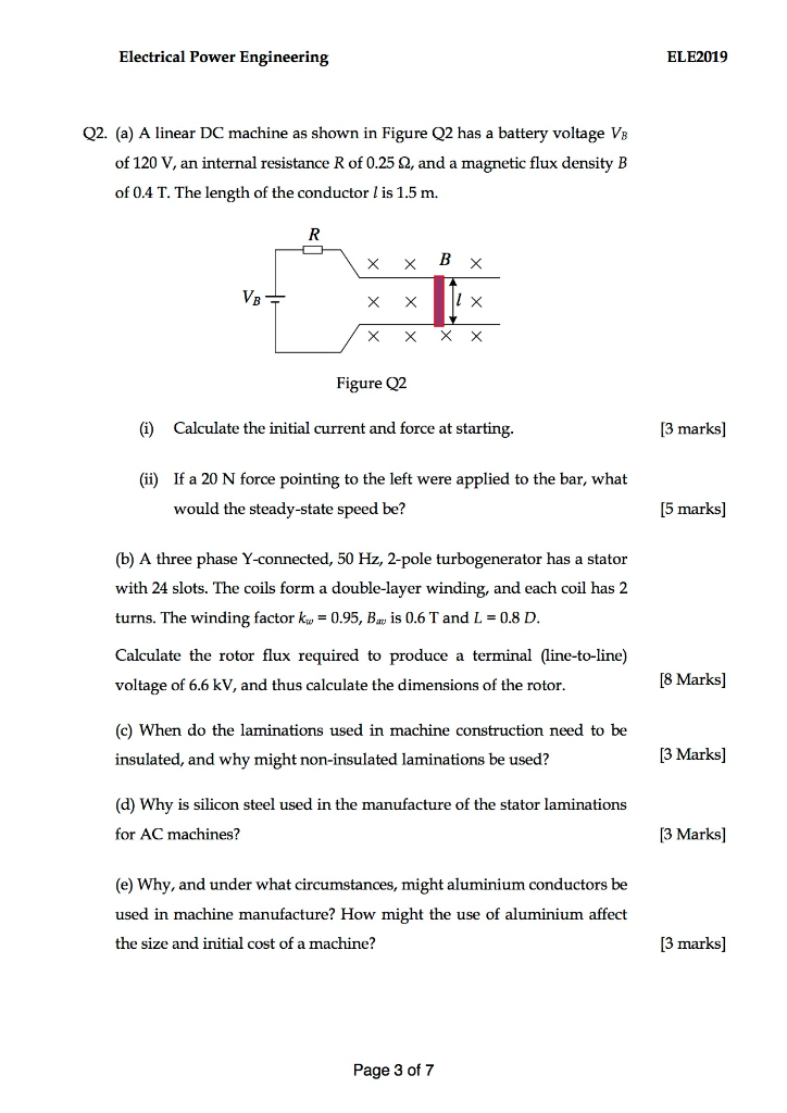 Solved Electrical Power Engineering ELE2019 Q2. (a) A linear | Chegg.com