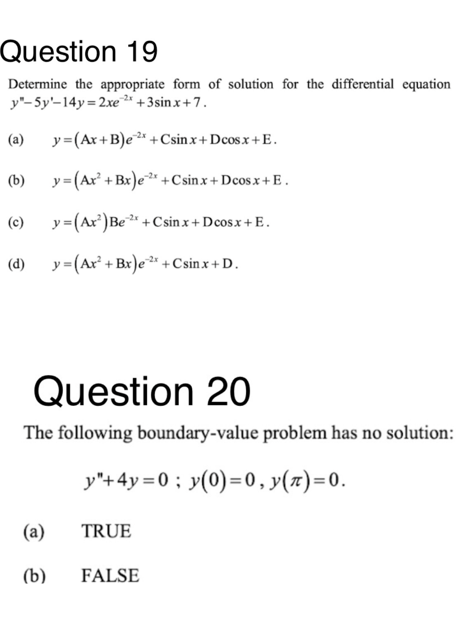 Solved Question 11 Given that y1=e2t and y2=te2t. Determine | Chegg.com