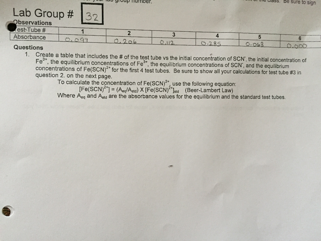 Solved 1. Fill 4 different test tubes with the amount of the | Chegg.com