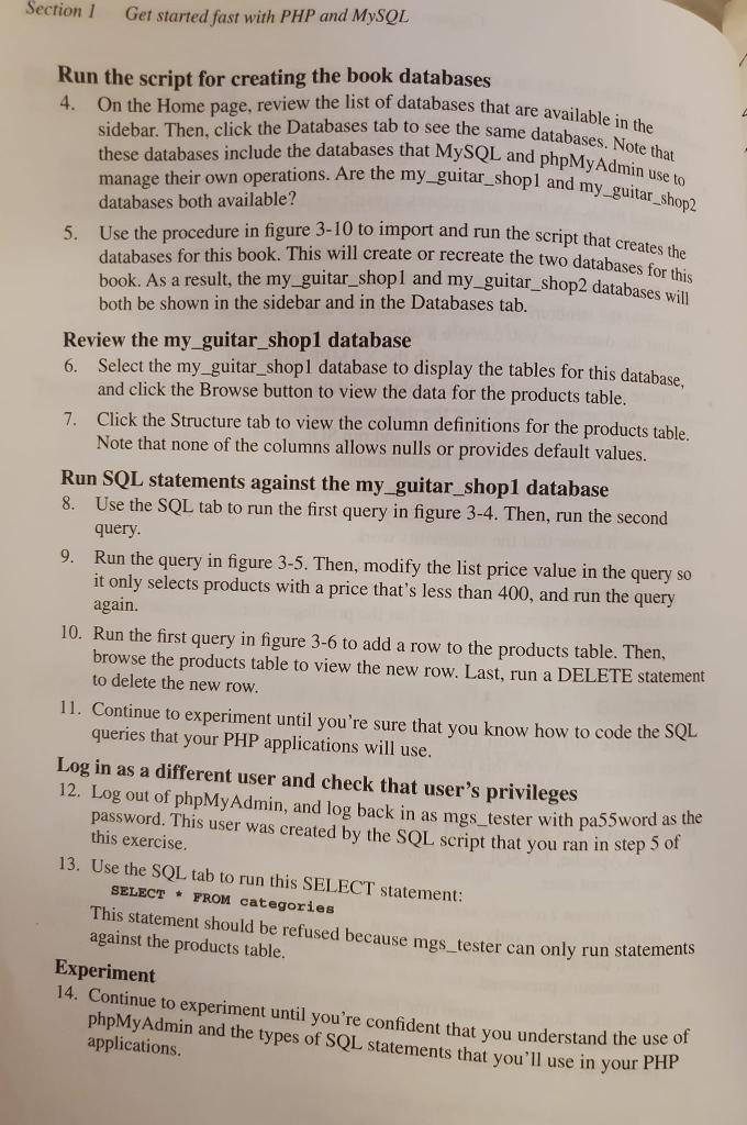 Complete Exercise 3.1 - Exercise is executing queries | Chegg.com