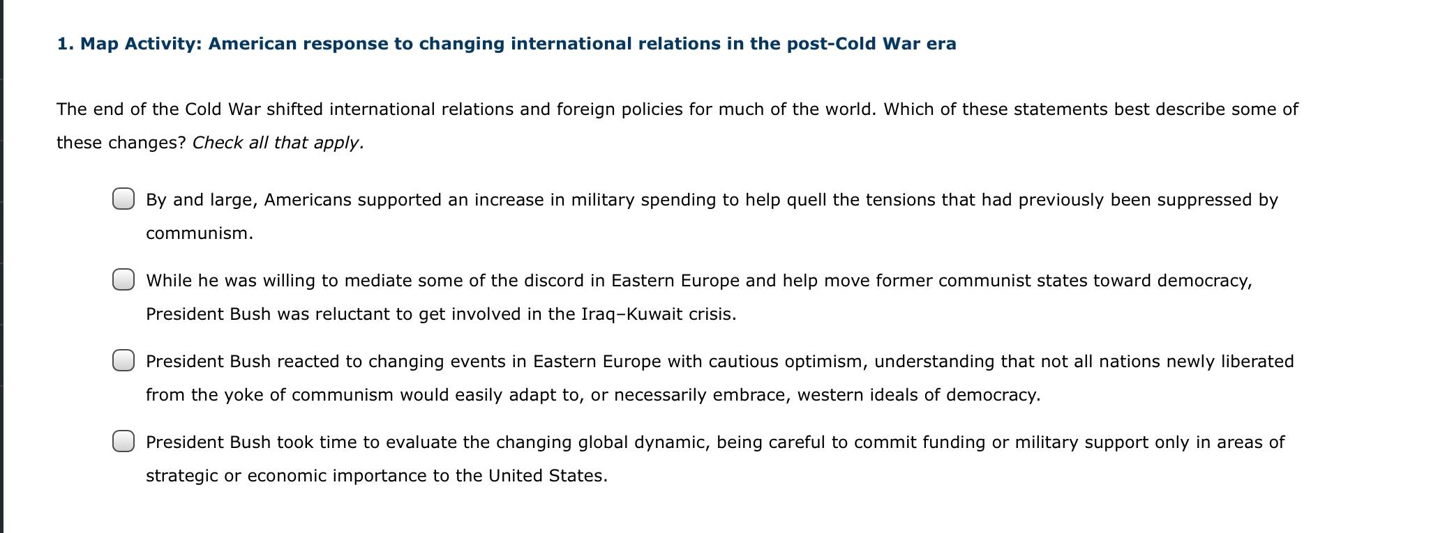 1. Map Activity: American response to changing | Chegg.com
